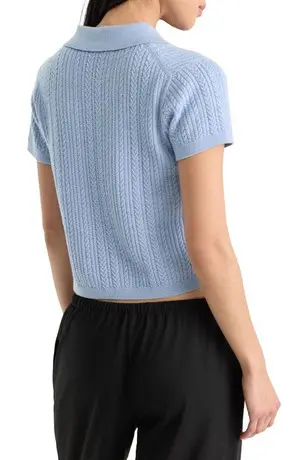 Good American The Micro Cable Merino Wool Polo