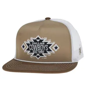 HOOEY White Dallas Cowboys Aztec Trucker Adjustable Hat - Tan