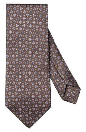 Eton Medallion Printed Silk Tie - Medium Brown