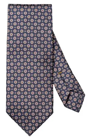 Eton Medallion Printed Silk Tie - Navy