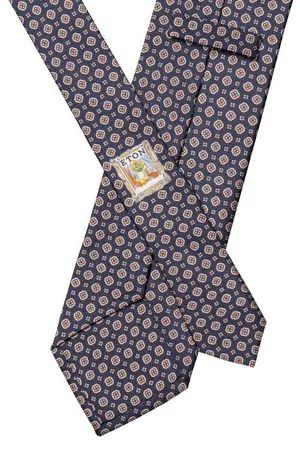 Eton Medallion Printed Silk Tie - Navy