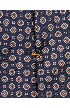 Eton Medallion Printed Silk Tie - Navy