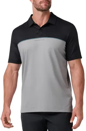 Travis Mathew Featherweight Colorblocked Performance Polo - Black