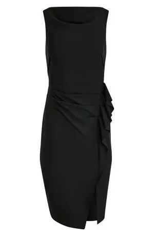 Donna Karan New York Ruffle Detail Sheath Midi Dress