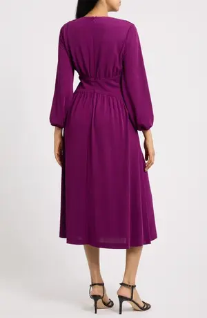 Anne Klein Blouson Long Sleeve Fit & Flare Midi Dress