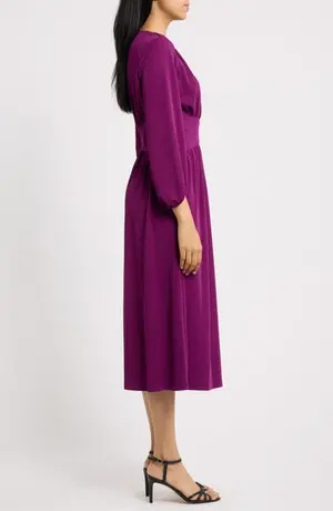 Anne Klein Blouson Long Sleeve Fit & Flare Midi Dress