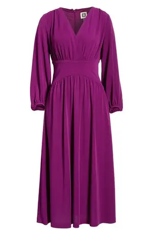 Anne Klein Blouson Long Sleeve Fit & Flare Midi Dress