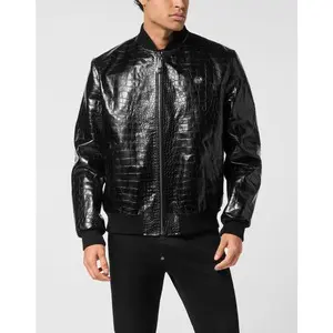 Philipp Plein Croco-print Leather Bomber Jacket