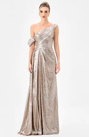 BARIANO Ginnie Draped Sash Gown