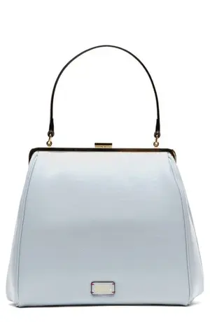 FRANCES VALENTINE Katherine Crinkled Leather Frame Bag - Light Blue