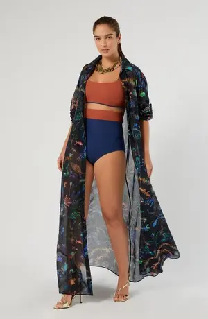 Marina Rinaldi Printed Long Sleeve Shirtdress