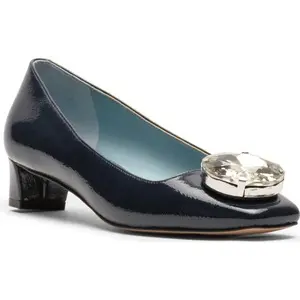 FRANCES VALENTINE Mary Embellished Square Toe Pump - Navy