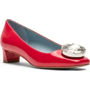 FRANCES VALENTINE Mary Embellished Square Toe Pump - Tomato