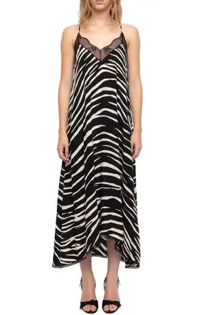 ZADIG&VOLTAIRE Risty Zebra Print Lace Trim Slipdress