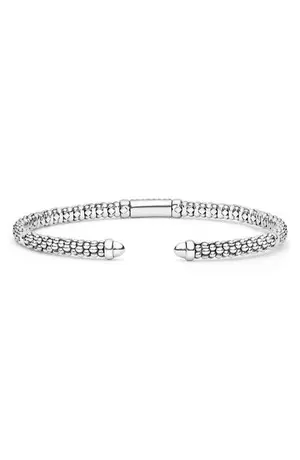 Lagos Signature Caviar Sterling Silver & 14k Gold Diamond Cuff Bracelet