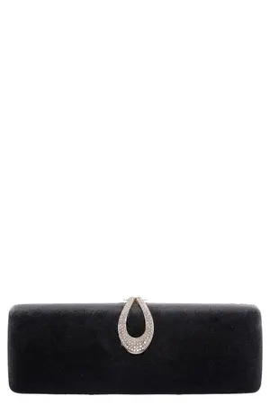 Nina Rumi Velvet Clutch With Crystal Embellished Hardware