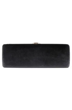 Nina Rumi Velvet Clutch With Crystal Embellished Hardware