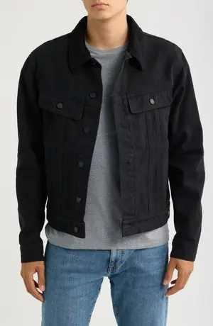 SCHOTT Cotton Canvas Trucker Jacket - Black