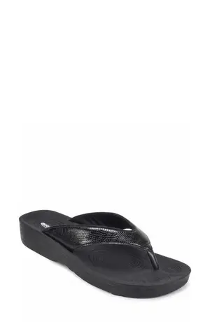AEROTHOTIC Meira Croc-embossed Platform Flip-flop - Black