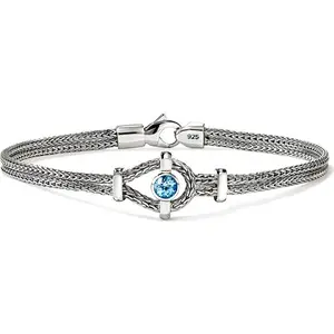 John Hardy Icon Sterling Swiss Blue Topaz Bracelet - Silver