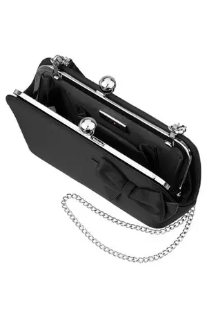 Nina Kenji Bow Satin Clutch - Black