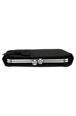 Nina Kenji Bow Satin Clutch - Black