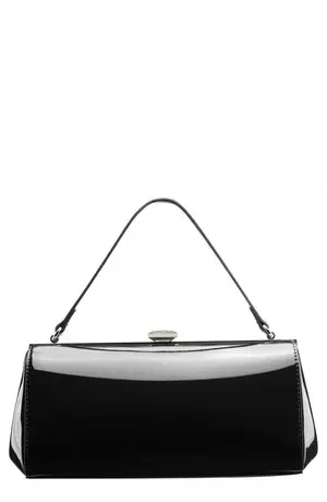 Nina Delsie-p Faux Patent Leather Frame Clutch - Black
