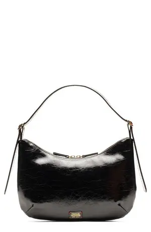 FRANCES VALENTINE Starr Crinkled Leather Hobo Bag - Black