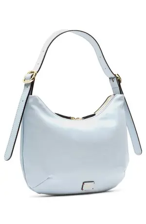 FRANCES VALENTINE Starr Crinkled Leather Hobo Bag - Light Blue