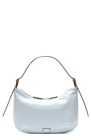 FRANCES VALENTINE Starr Crinkled Leather Hobo Bag - Light Blue