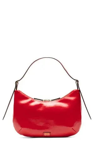FRANCES VALENTINE Starr Crinkled Leather Hobo Bag - Red