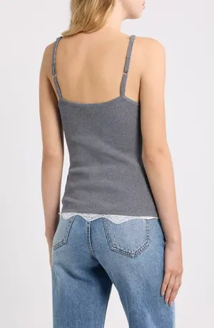 Deluc Lace Trim Camisole - Grey