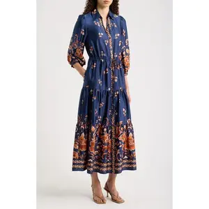 Julia Jordan Printed Tiered Shirt Dress