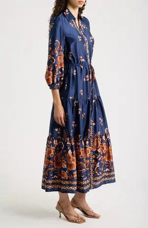 Julia Jordan Printed Tiered Shirt Dress