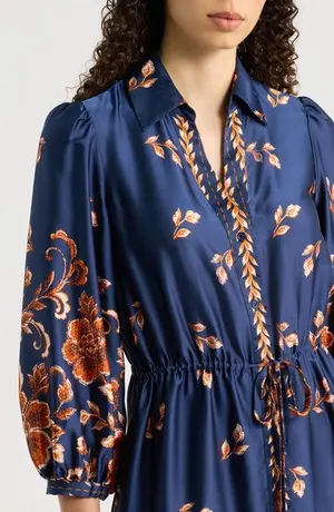 Julia Jordan Printed Tiered Shirt Dress