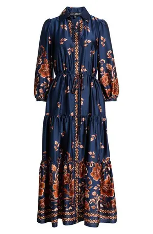 Julia Jordan Printed Tiered Shirt Dress
