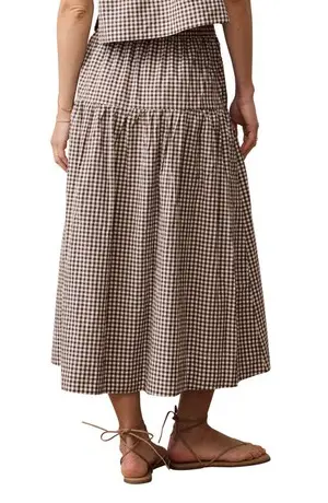 Marine Layer Gingham Pima Cotton Poplin Tiered Skirt