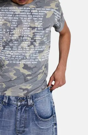 JADED LONDON Skull Text Print Graphic Ringer T-shirt