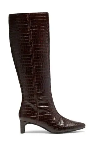 Clarks Edina Tall Leather Boot - Brown Leather