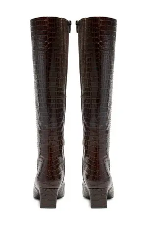 Clarks Edina Tall Leather Boot - Brown Leather