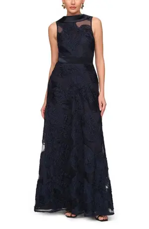 Js Collections Soutache A-line Gown - Navy