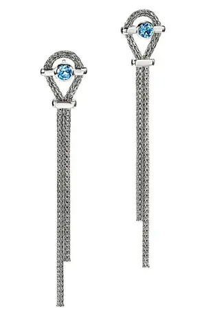 John Hardy Icon Sterling Treated Swiss Blue Topaz Drop Earrings - Silver