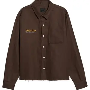 PACSUN Embroidered Cotton Canvas Button-up Shirt - Brown