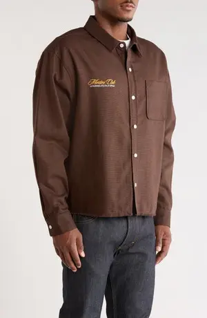 PACSUN Embroidered Cotton Canvas Button-up Shirt