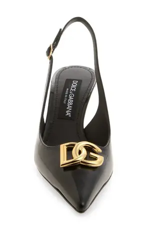 DOLCE&GABBANA BEAUTY Dg Logo Pointed Toe Slingback Pumps