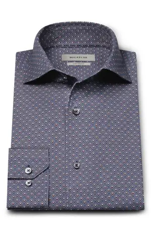 Bugatchi Devon Ooohcotton® Geometric Print Stretch Shirt