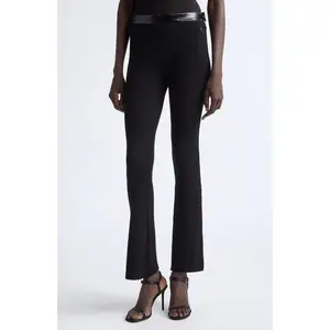 COURREGES Ribbed Flare Pants With Vinyl Trim - Black