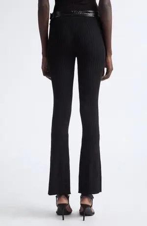 COURREGES Ribbed Flare Pants With Vinyl Trim - Black