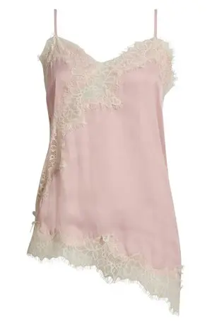 Deluc Sonic Lace Trim Asymmetric Tank - Pink