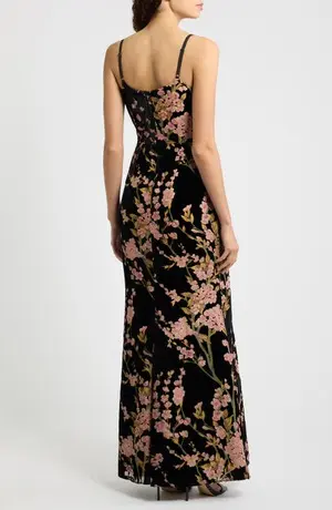 Dress The Population Giovanna Floral Mermaid Cocktail Dress - Black Multi